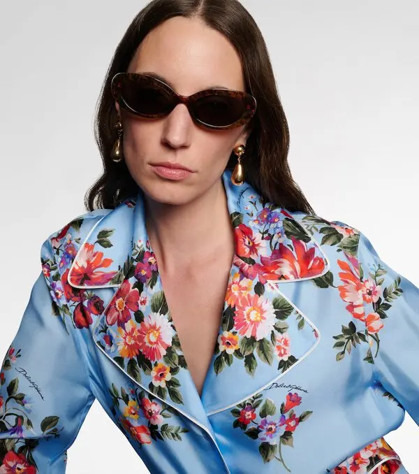Dolce & Gabbana Devotion Oval Sunglasses - Brown