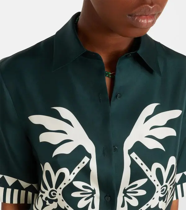 ERES Meraude Printed Silk Twill Shirt - Green