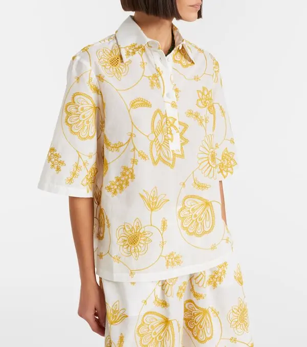ERES Izana Embroidered Cotton-blend Shirt - Yellow