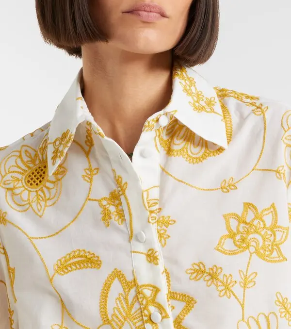 ERES Izana Embroidered Cotton-blend Shirt - Yellow