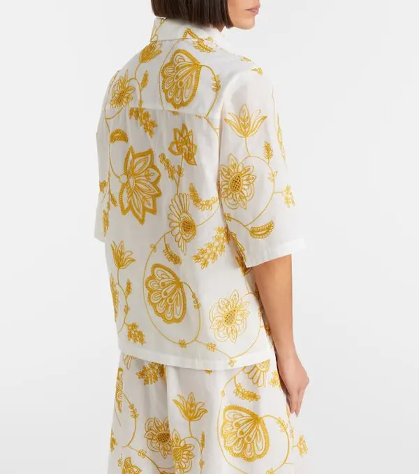 ERES Izana Embroidered Cotton-blend Shirt - Yellow