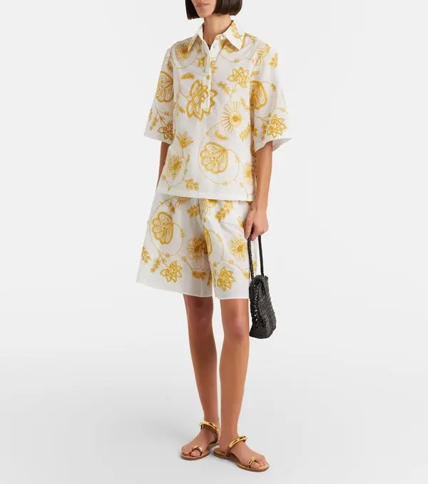 ERES Izana Embroidered Cotton-blend Shirt - Yellow