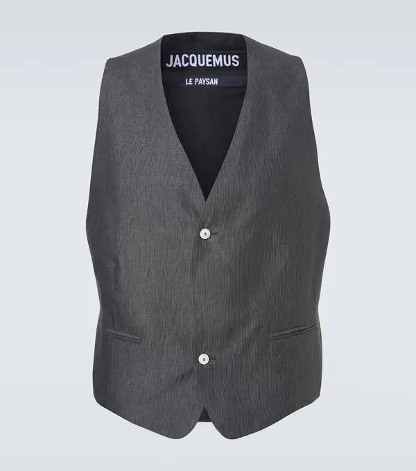 Jacquemus Paysan Striped Linen Vest - Grey