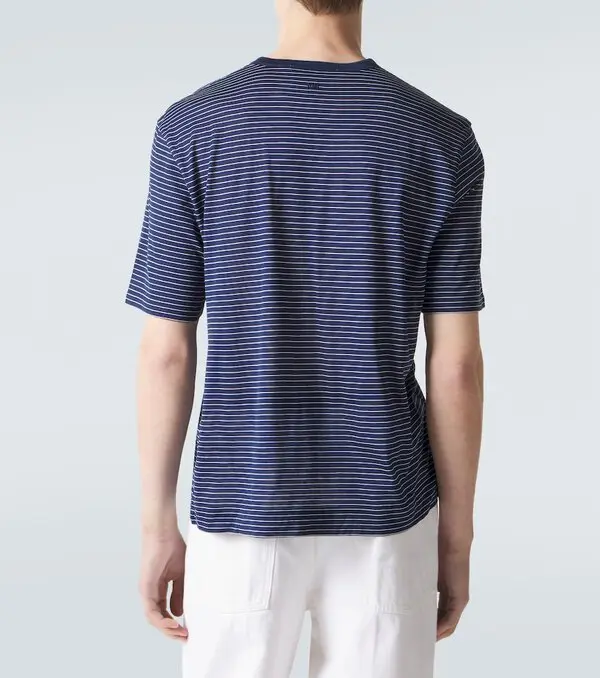 AMI Paris Striped Cotton Jersey T-shirt - Blue