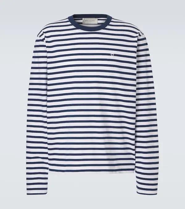 AMI Paris Striped Cotton Jersey T-shirt - Blue