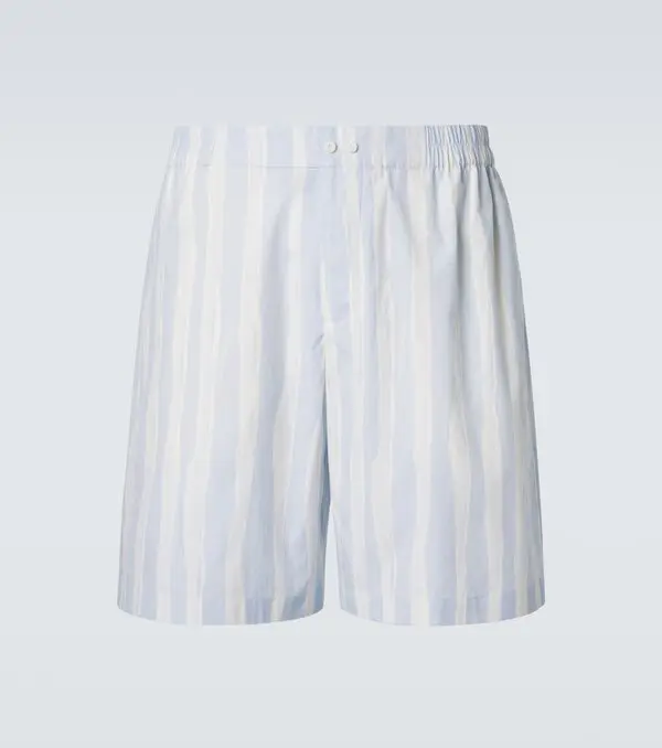 Jacquemus Striped Cotton Poplin Shorts - Blue