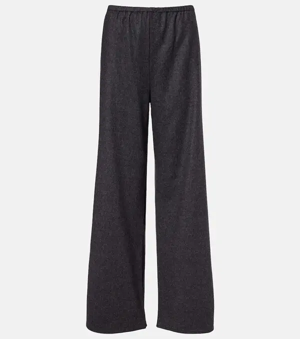 Asceno Austin Wool And Cashmere Wide-leg Pants - Grey