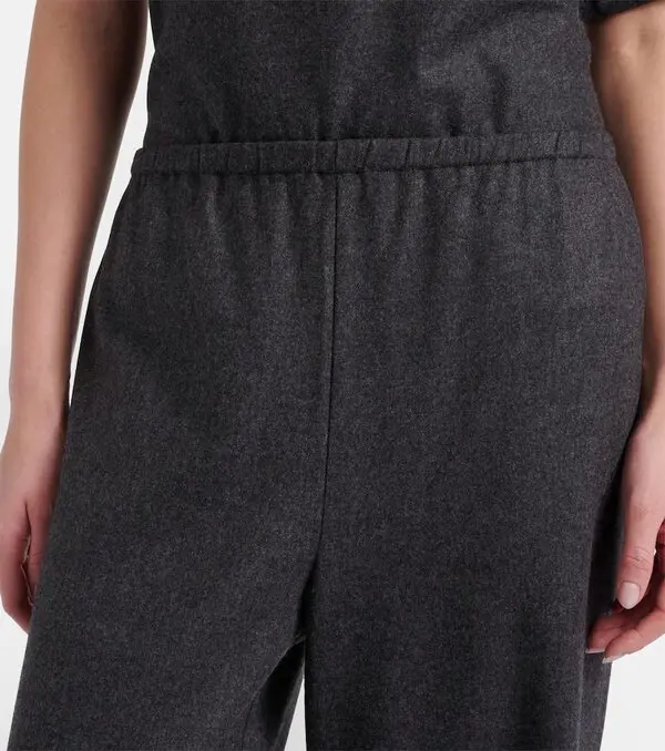 Asceno Austin Wool And Cashmere Wide-leg Pants - Grey