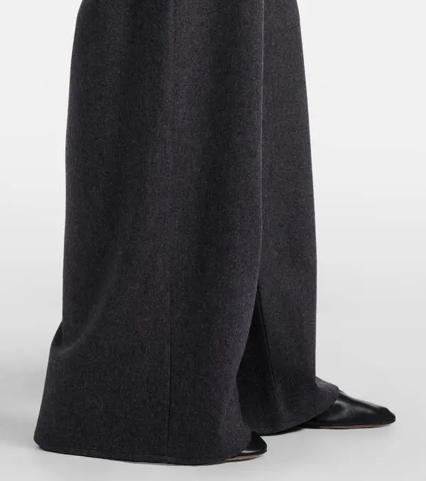 Asceno Austin Wool And Cashmere Wide-leg Pants - Grey