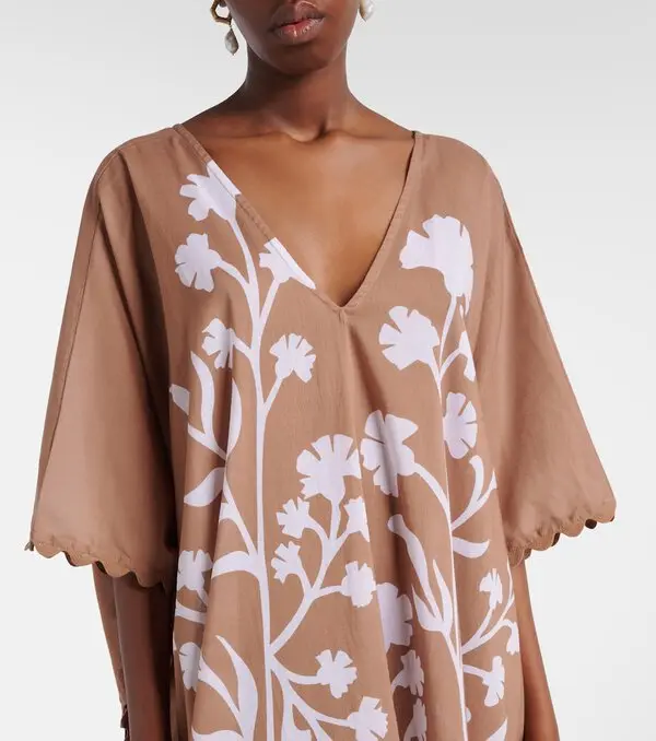JULIET DUNN Floral Scalloped Cotton Kaftan