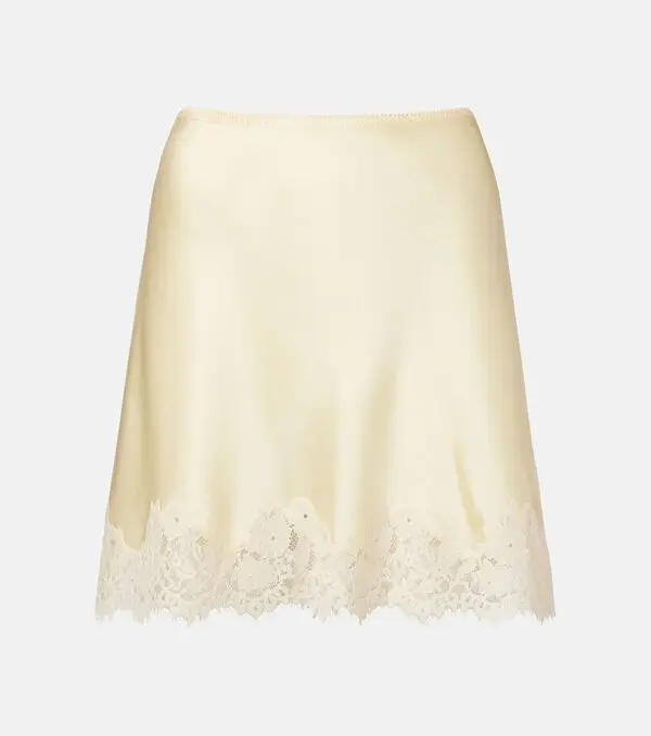 DÔEN Giulietta Lace-trimmed Silk Miniskirt - Yellow