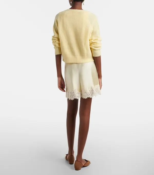 DÔEN Giulietta Lace-trimmed Silk Miniskirt - Yellow
