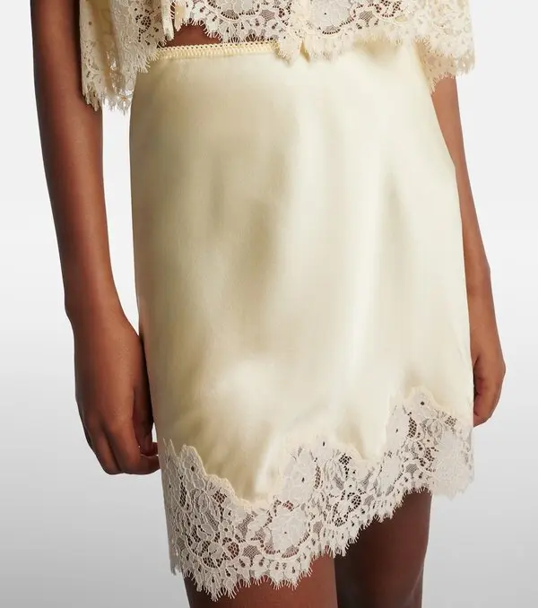 DÔEN Giulietta Lace-trimmed Silk Miniskirt - Yellow
