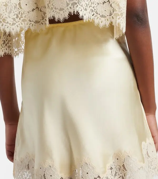 DÔEN Giulietta Lace-trimmed Silk Miniskirt - Yellow