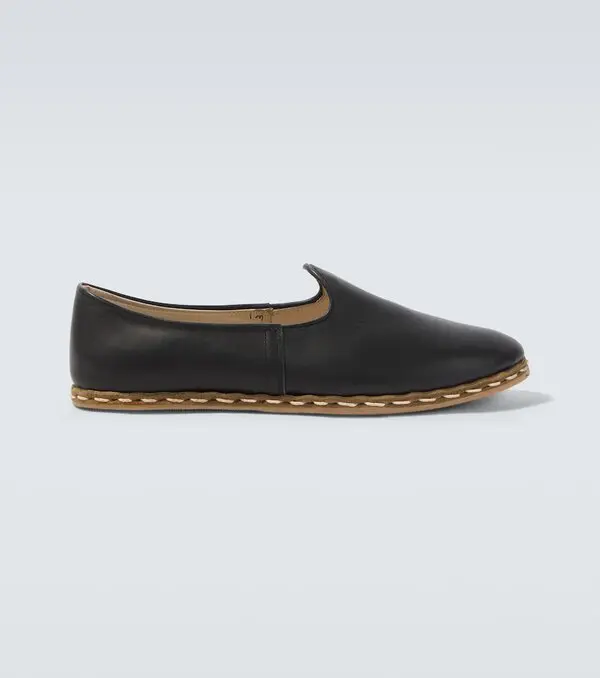 Sabah Leather Slip-on Shoes - Black