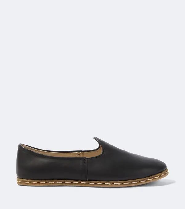 Sabah Leather Slip-on Shoes - Black