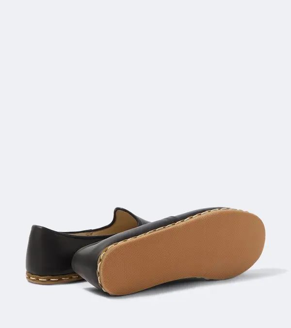 Sabah Leather Slip-on Shoes - Black