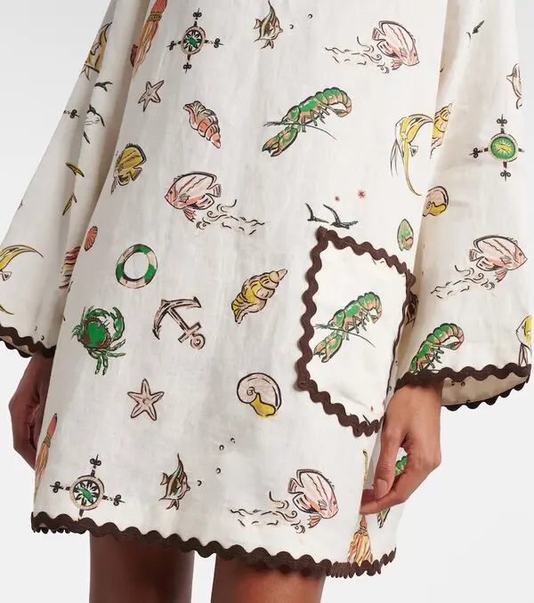 ALEMAIS Alémais Printed Linen Minidress