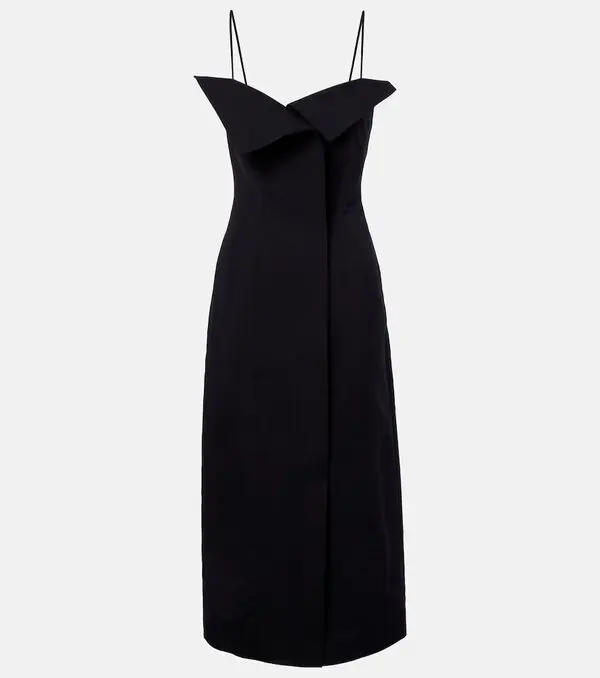 FFORME Skylar Cotton And Silk Midi Dress - Black