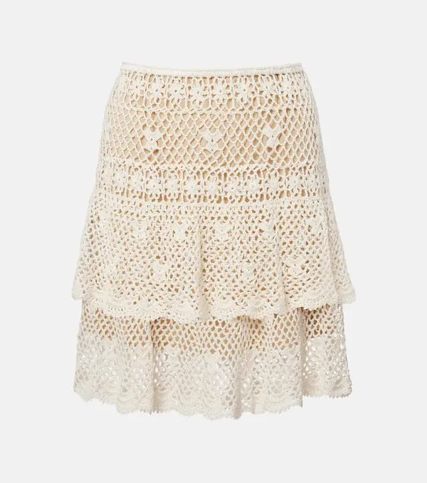 Anna Kosturova Florence Crochet Cotton Miniskirt - White
