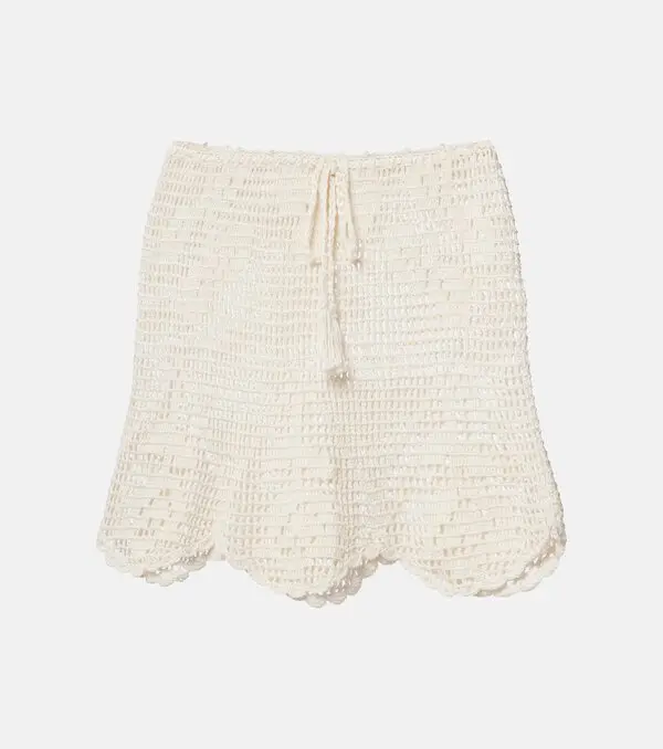 Anna Kosturova Rose Crochet Cotton Miniskirt - White