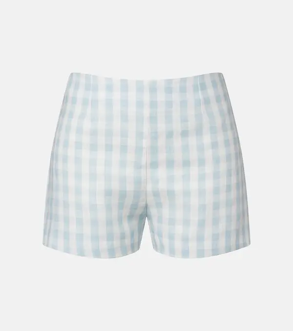 Faithfull The Brand Lila Gingham Linen Shorts - Blue