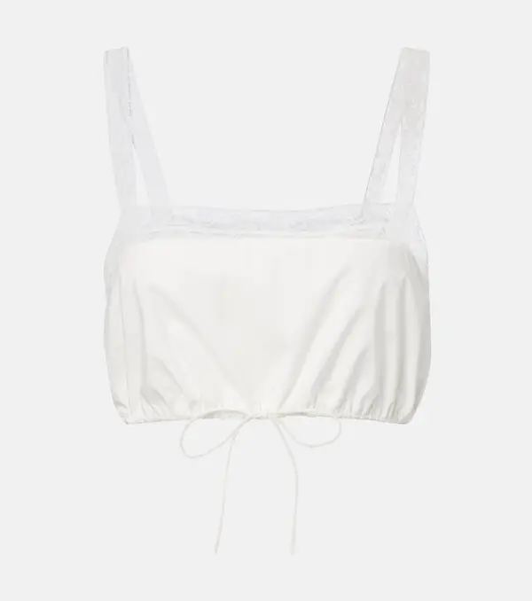 Faithfull The Brand Renee Lace-trimmed Cotton Crop Top - White