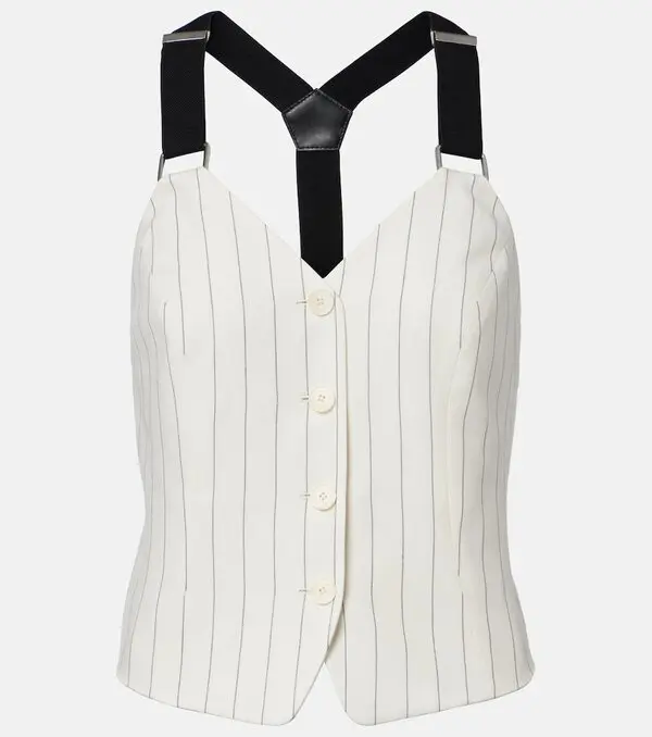 Ralph Lauren Donnella Pinstriped Bustier Top - White