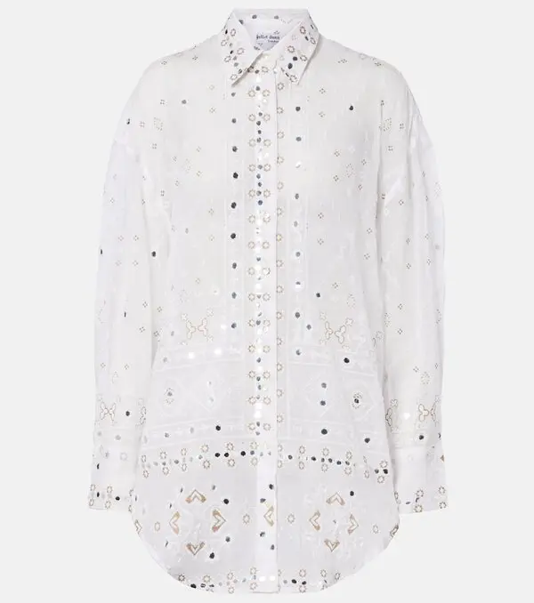 JULIET DUNN Embellished Cotton Shirt - White
