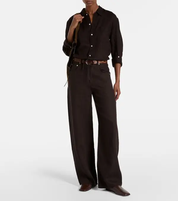 Citizens Of Humanity Brynn Linen Wide-leg Pants - Brown