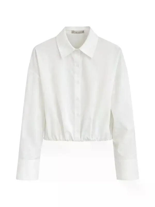 Alice + Olivia Tobie Button-fastening Relaxed-fit Crop Shirt - White