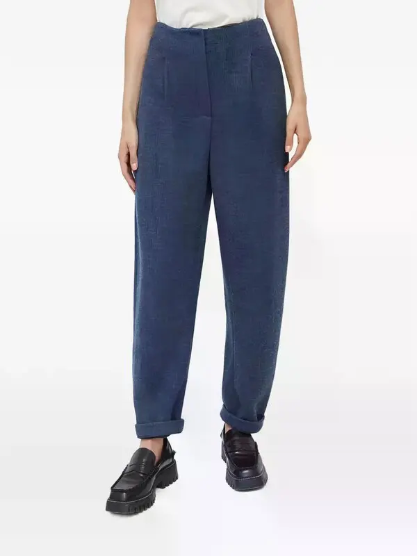 Emporio Armani Cuffed Pleated Trousers - Blue
