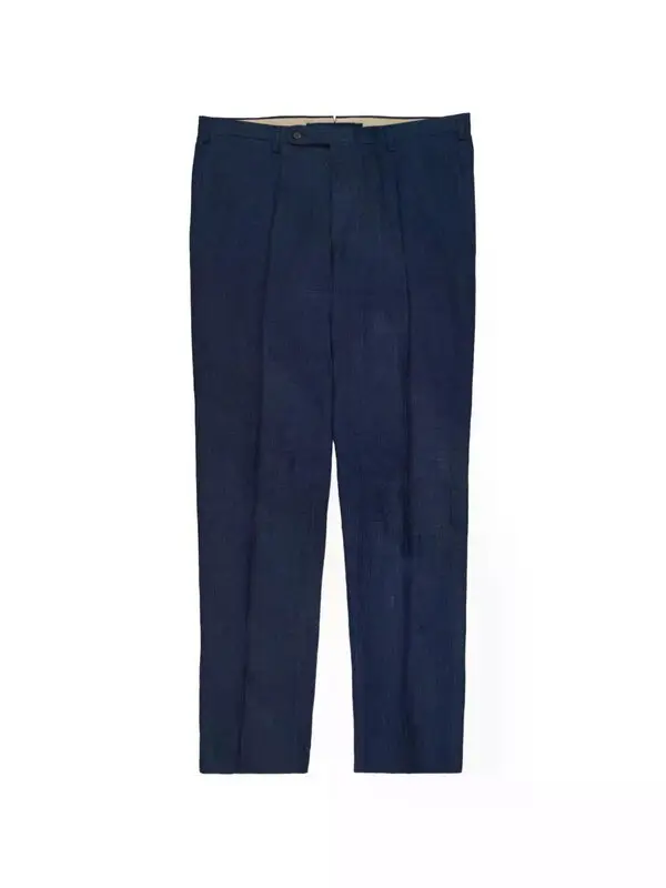 SLOWEAR Patterned Linen Trousers - Blue