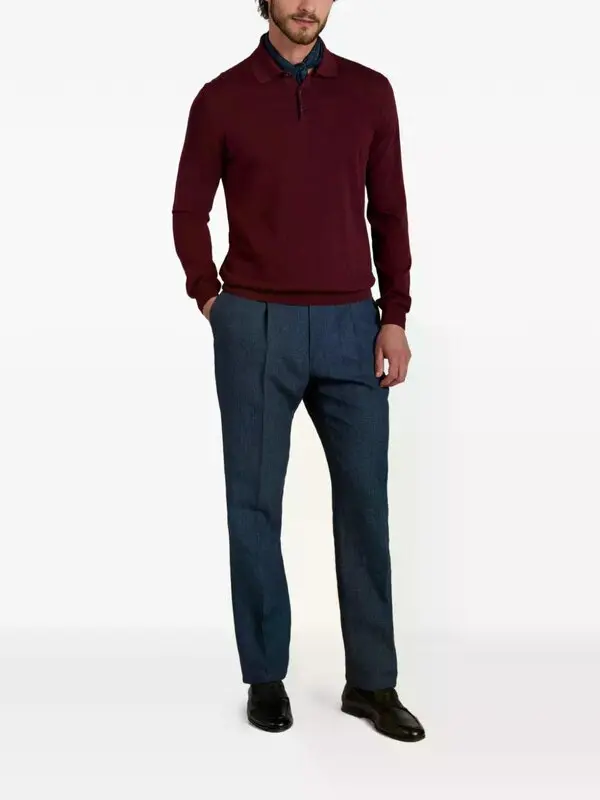 SLOWEAR Patterned Linen Trousers - Blue