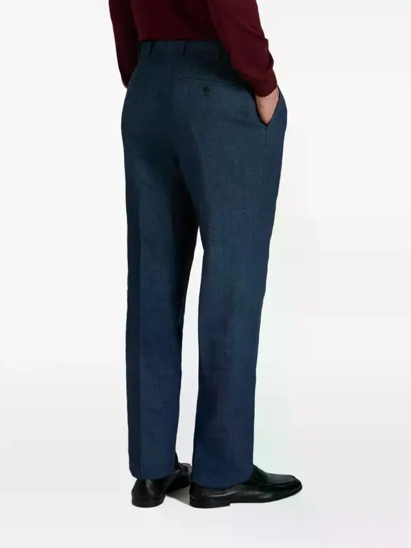 SLOWEAR Patterned Linen Trousers - Blue