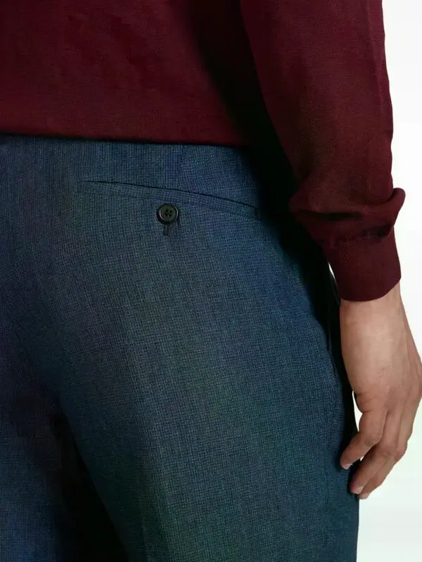 SLOWEAR Patterned Linen Trousers - Blue