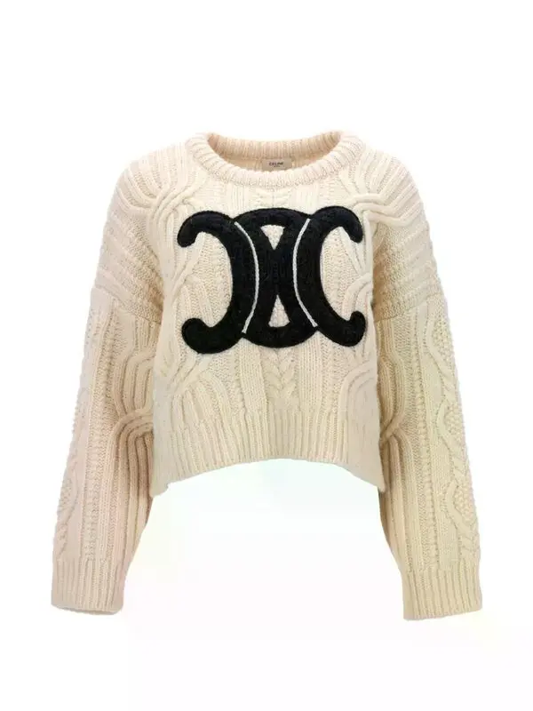 Celine Triomphe Knitted Sweater - Neutrals