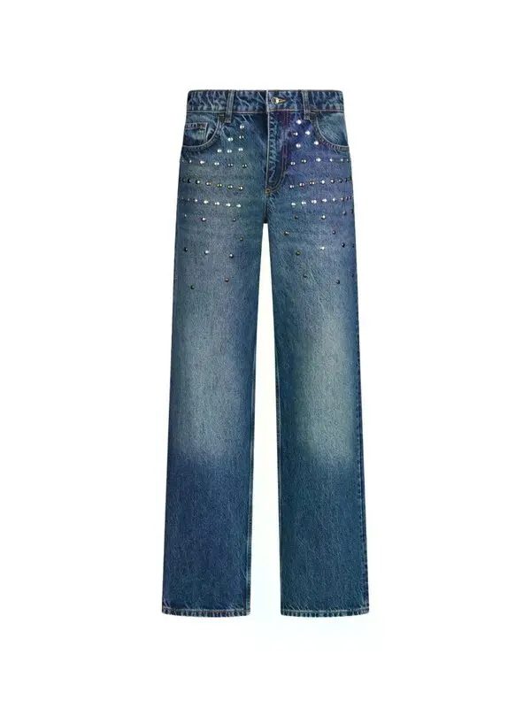 Liu Jo Fringed Studded Straight-leg Jeans - Blue