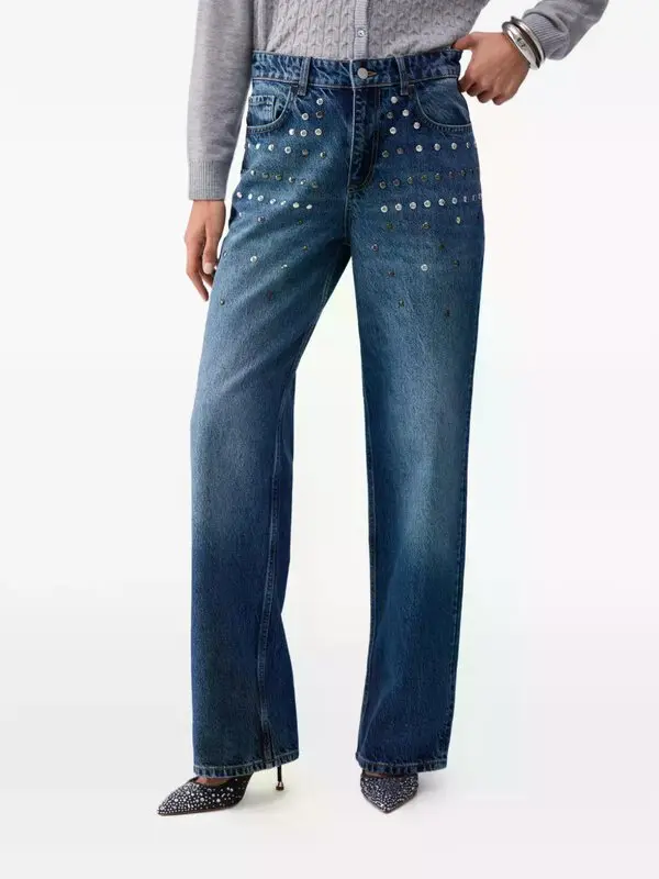Liu Jo Fringed Studded Straight-leg Jeans