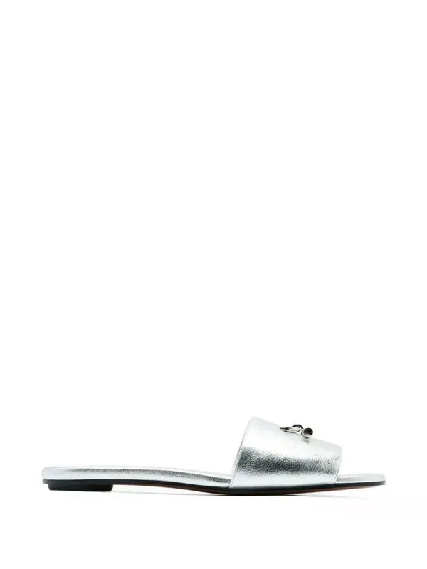Alexander McQueen Open Toe Flat Sandals - Silver