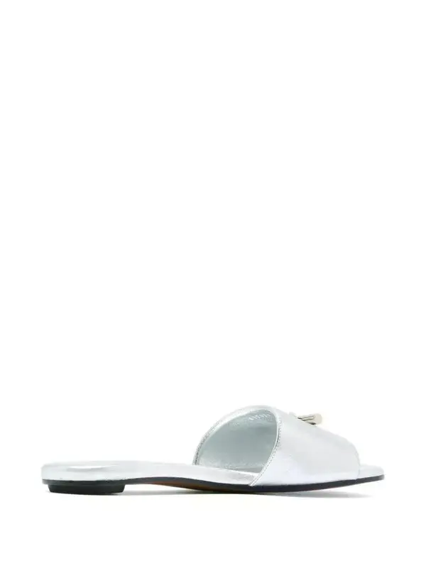 Alexander McQueen Open Toe Flat Sandals - Silver