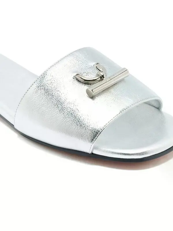 Alexander McQueen Open Toe Flat Sandals - Silver