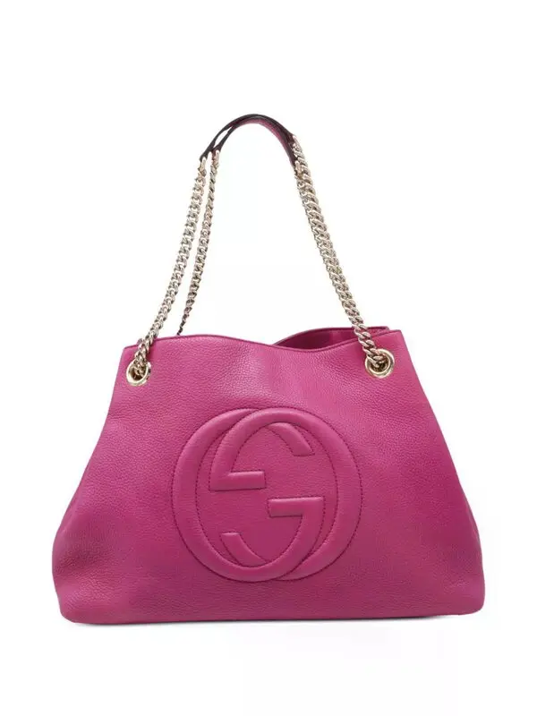 Gucci Pebbled Gg Leather Tote Bag - Pink