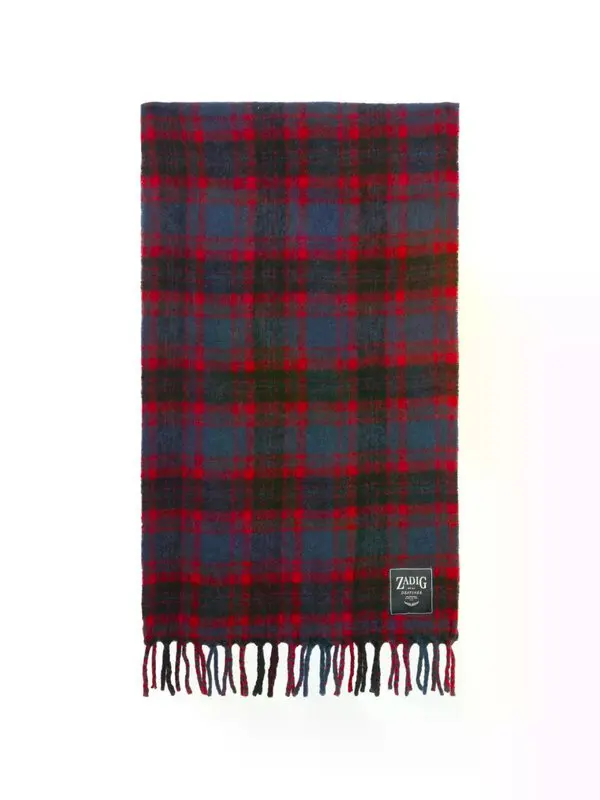 Zadig&Voltaire Tartan Fringed Scarf - Blue