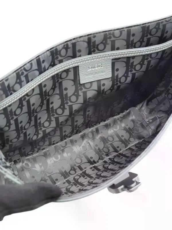 Dior Leather Saddle Messenger Bag - Grey
