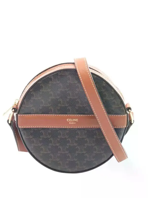 Celine Triomphe Coated Canvas Round Purse - Brown