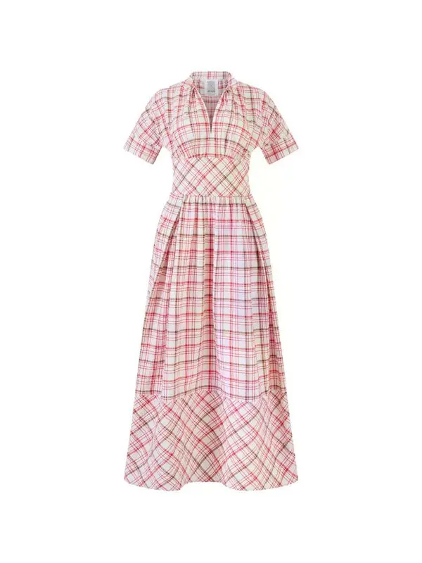 Rosie Assoulin Checked Pleated Dress - White