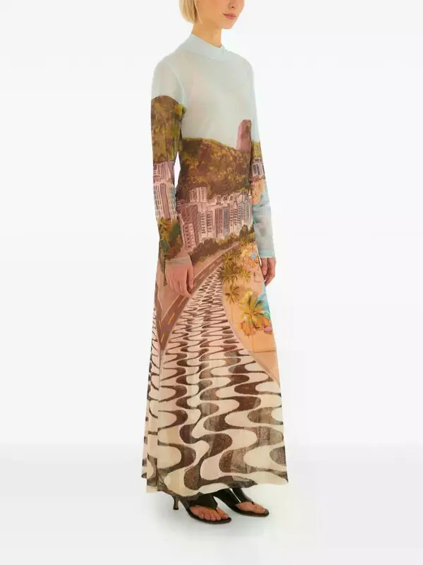 Farm Rio Long-sleeve Printed Maxi Dress