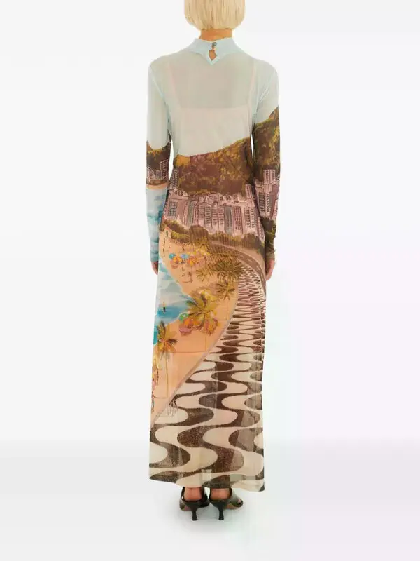 Farm Rio Long-sleeve Printed Maxi Dress