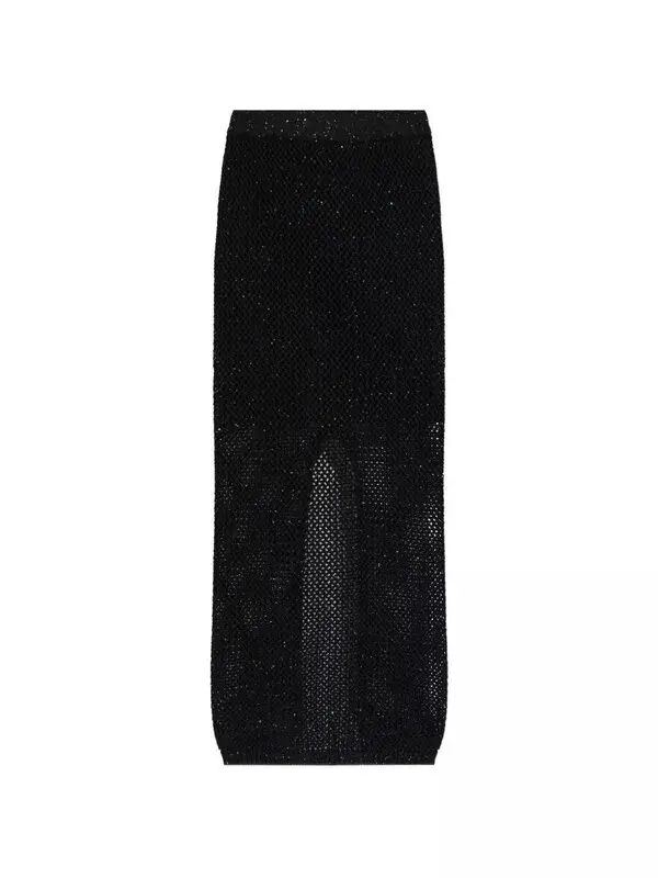 AKEP Sequin-embellished Knitted Maxi Skirt - Black